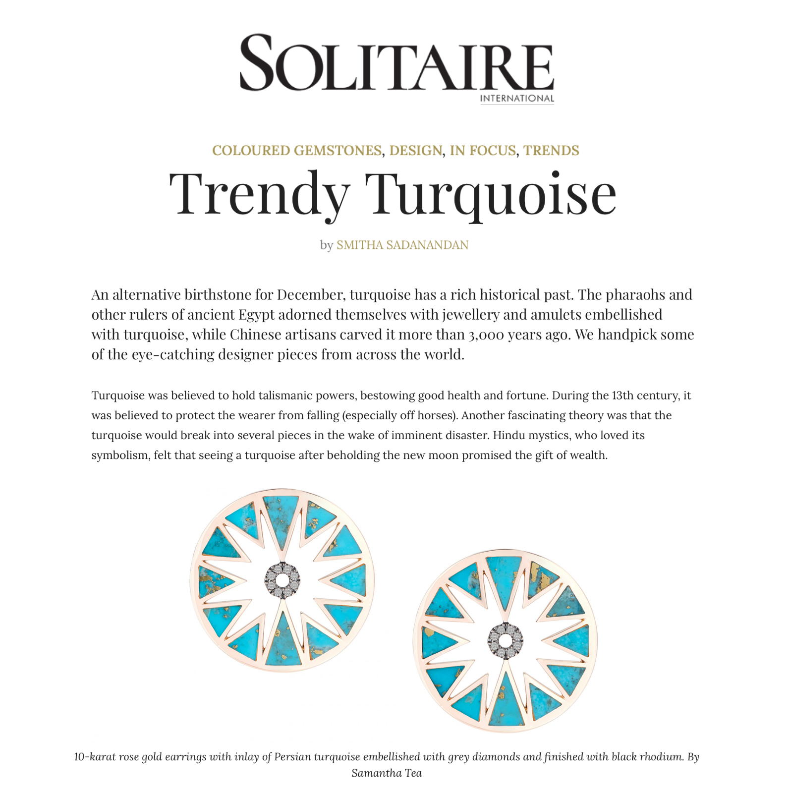 FEATURED IN SOLITAIRE MAGAZINE – SAMANTHA TEA