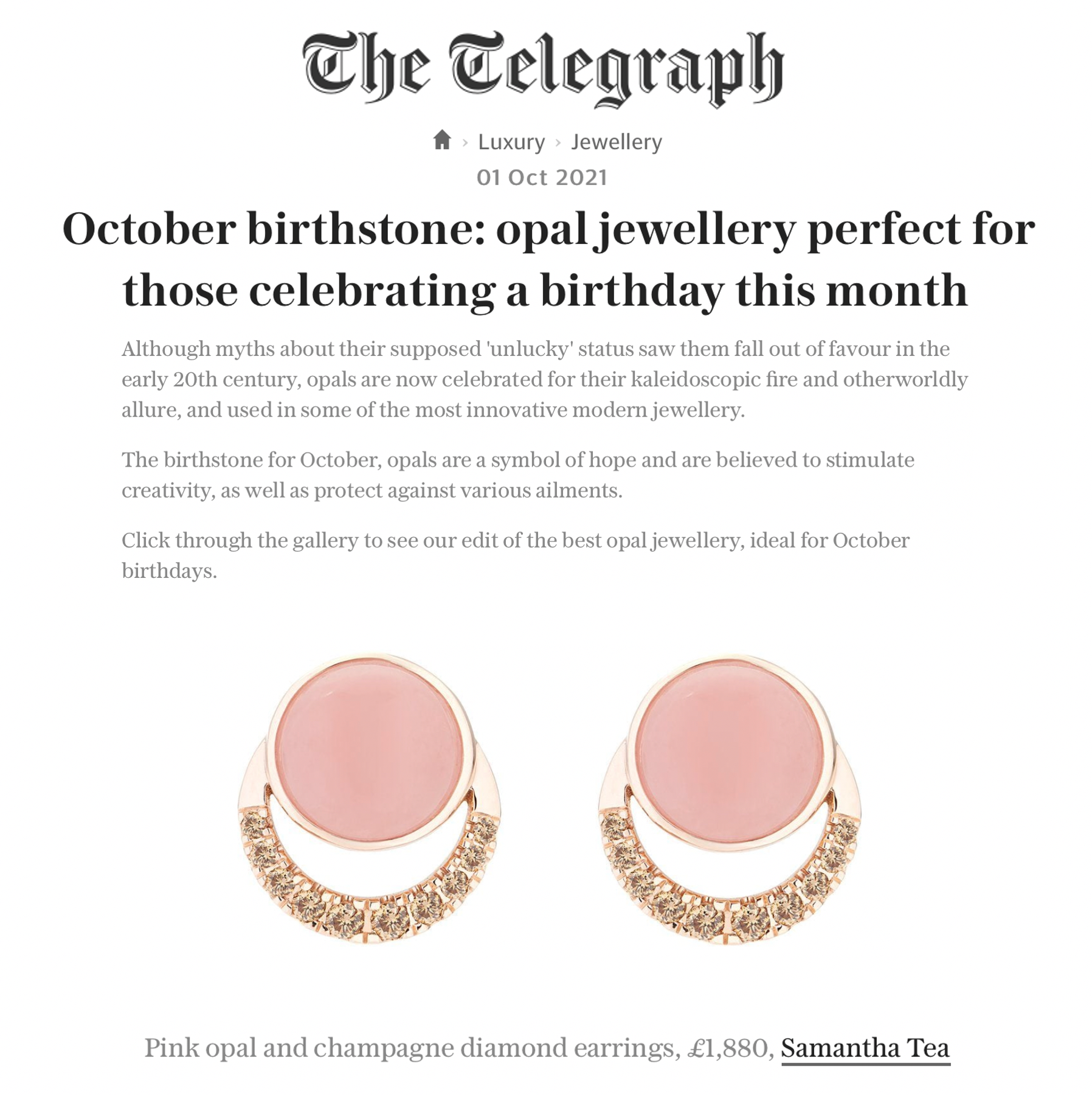 FEATURED IN THE TELEGRAPH – SAMANTHA TEA